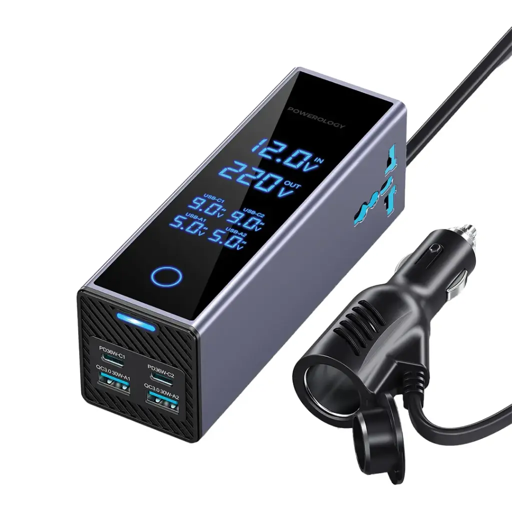 Powerology 300W Car Power Inverter Universal Plug with Digital Display ...